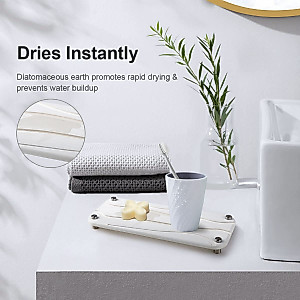 Fellibay Home Quick Dry Sink Organizer, Fast Drying Diatomaceous Earth Stone Sink Tray, Diatomaceous Earth Bathroom Kitchen Sink Organizer Lotions Bottle Drying Rack (White)