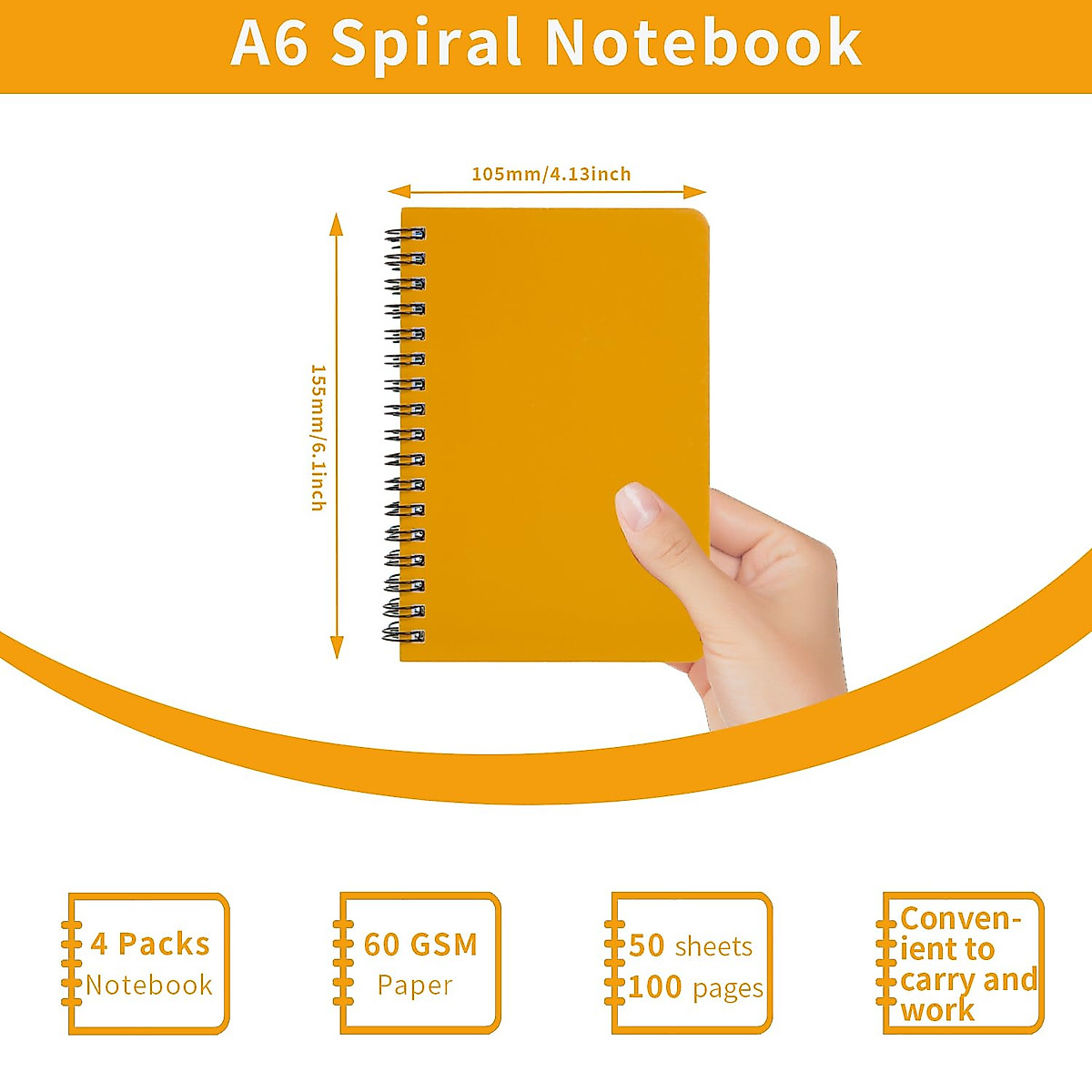 YiHenTiezz Spiral Notebook 4Pack Pocket Notebook 4.2"x 6.1" Pocket Notepad Small Notebook (4Pack Spiral Notebook-2)