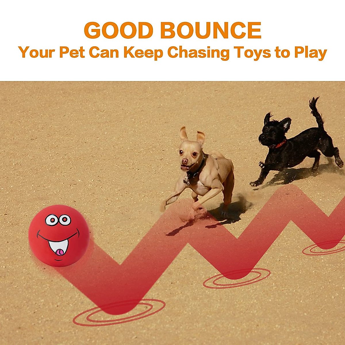 Coricorsu Squeaky Dog Toys Chewing Durable Teething Latex Rubber Soft Interactive Fetch Play Dog Balls with Funny Smile Face for Puppy Small Medium Pet Dog (6PCS)