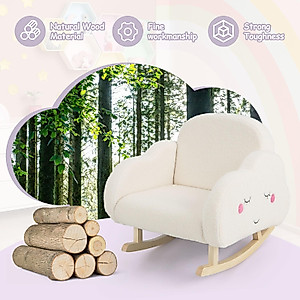 INFANS Kids Sofa, Toddler Rocking Chair with Solid Wooden Frame, Anti-Tipping Design, Plush Fabric, Children Armchair for Nursery Kindergarten Playroom Preschool, Gift for Boys Girls