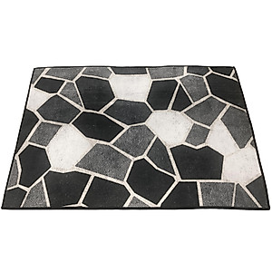 Geometric Design Rustic Stone 2' X 3' Area Rug Velvet Living Room Bedroom Entryway Carpet, Black/Grey