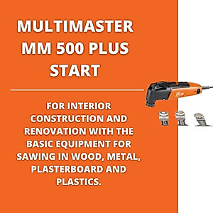 Fein MultiMaster MM300 Plus Start Oscillating MultiTool Set with QuickIn and Metal Drive Head for High Load Capacity - 250 W, StarlockPlus Tool Mount - 72297264090