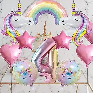 Unicorn Balloons Unicorn Birthday Party Decorations for Girls Foil Balloons Set Macaron and Rainbow Balloon Wedding Baby Shower Party Supplie (number 4)