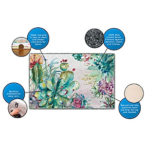 Brumlow Mills Succulent Floral Garden Area Rug for Dining Room or Kitchen Mat, Bedroom Doorway and Entryway Rug, 1'8" x 2'10", Green