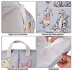 Winnie Storage Basket, Nursery Large Hamper Canvas Laundry Basket Foldable With Waterproof Pe Coating,For Kids Boys And Girls, Bathroom, Bedroom, Clothes,Toy Bin