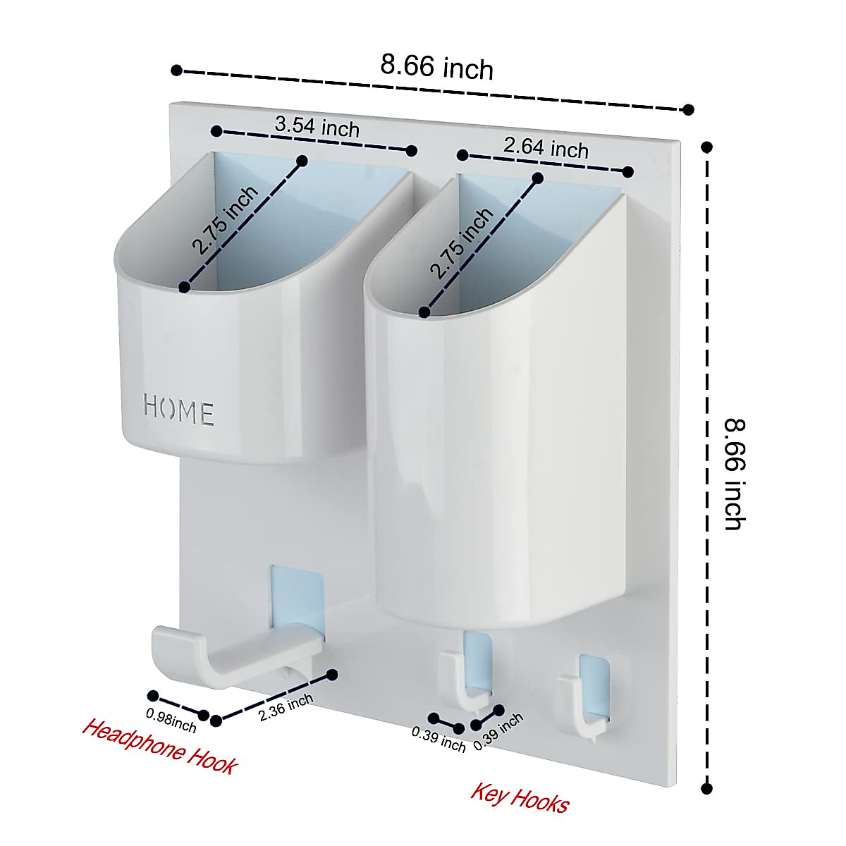 OKOMATCH Bedside Shelf Caddy Drink Beer Holder Can Wall Mounted | Adhesive Stick On | 3 Hooks Drain Hole Design Cellphone Organizer | Gaming RV Boat Bedroom Office
