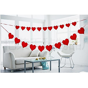 One Set of Valentines Day Decor Valentines Day Banners String Hearts Valentines Decoration Romantic Decorations Special Night DIY Felt Heart Decoration Letter Banner for Home Wedding Party Anniversary