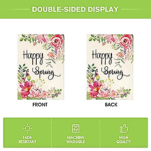 AVOIN colorlife Happy Spring Peony Flower House Flag Double Sided, Seasonal Spring Yard Outdoor Flag 28 x 40 Inch