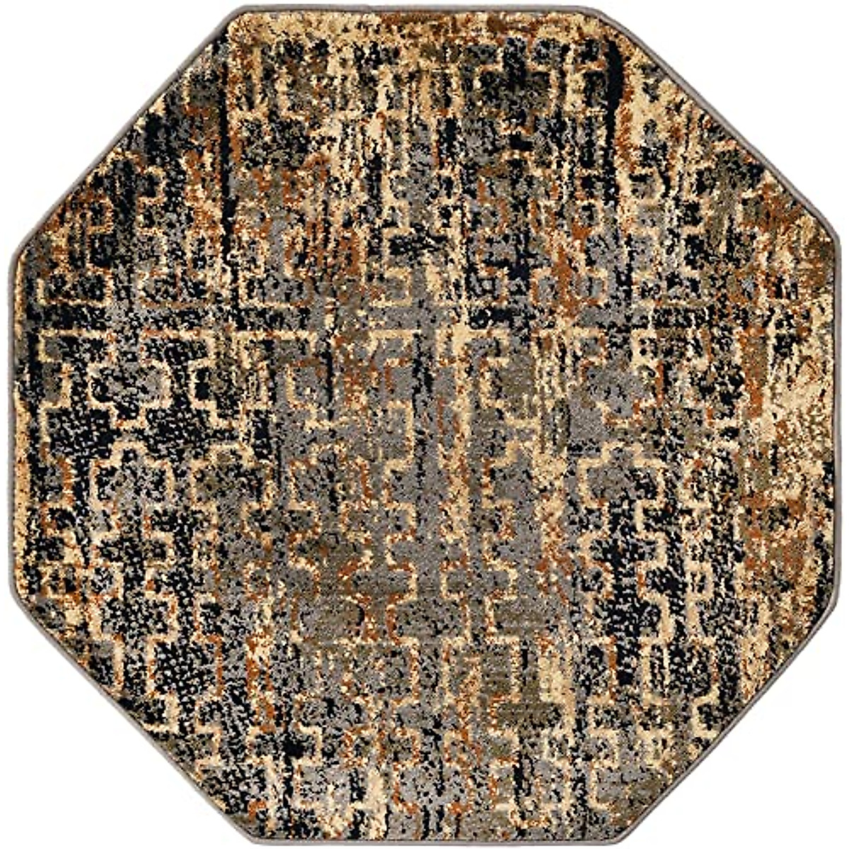 Unique Loom Saturn Collection Area Rug - Aura (Octagon 3' 3" x 3' 3", Blue/Black)