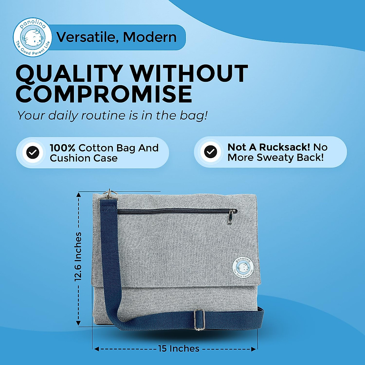 Panolina Tote Diaper Bag with Baby Changing Station - Cute Travel Diaper Bag with Organizing Pouches and Stroller Straps in Messenger Style