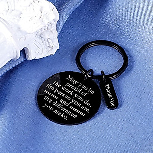 Lucullan Lepole Keychain - Thank You Gifts for Coworkers & Employees - Valentine & Farewell Gifts for Women & Men - Engraved Stainless Steel Keychain with Sentimental Quotes - Black