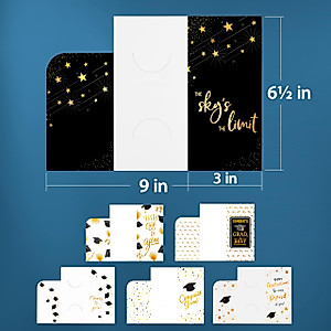 YoMont 24 Pack Gold Foil Graduation Cards 2024 - Money Holder Pack of 24 with Envelopes - Gift Card & Party Supplies for College & High School Graduations