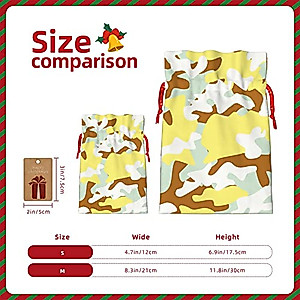 Drawstrings Christmas Gift Bags Light-Yellow-Camouflage-Desert Presents Wrapping Bags Xmas Gift Wrapping Sacks Pouches Medium