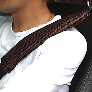 8sanlione Soft Seat Belt Shoulder Pad, Car Safety Strap Covers for More Comfortable Driving, Auto Safe Belt Neck Cushion Protector, Harness Pads Compatible with All Cars and Backpack (Coffee)