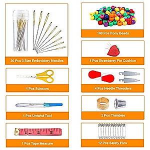INSCRAFT 403 Pack Embroidery Floss Set, 250 Colors Cross Stitch Friendship Bracelet Thread with 153 Pcs Cross Stitch Tool, 4-Tier Transparent Box for Storage