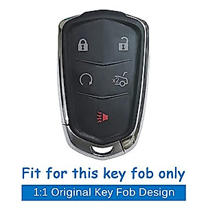 waymei Silicone Key Fob Cover Remote Keyless Case Protector Compatible with 2014-2019 Cadillac ATS CT6 CTS Escalade Escalade ESV SRX XT5 XTS HYQ2AB HYQ2EB (5 Buttons Black & Pink)