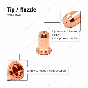 WeldingStop Plasma Cutting Torch for harbor freight 62204 IPT-60 PT-60 IPT-40 PT40 Tip 0.039'' 1.0mm Electrode Shield Cap Stand Off 22pcs