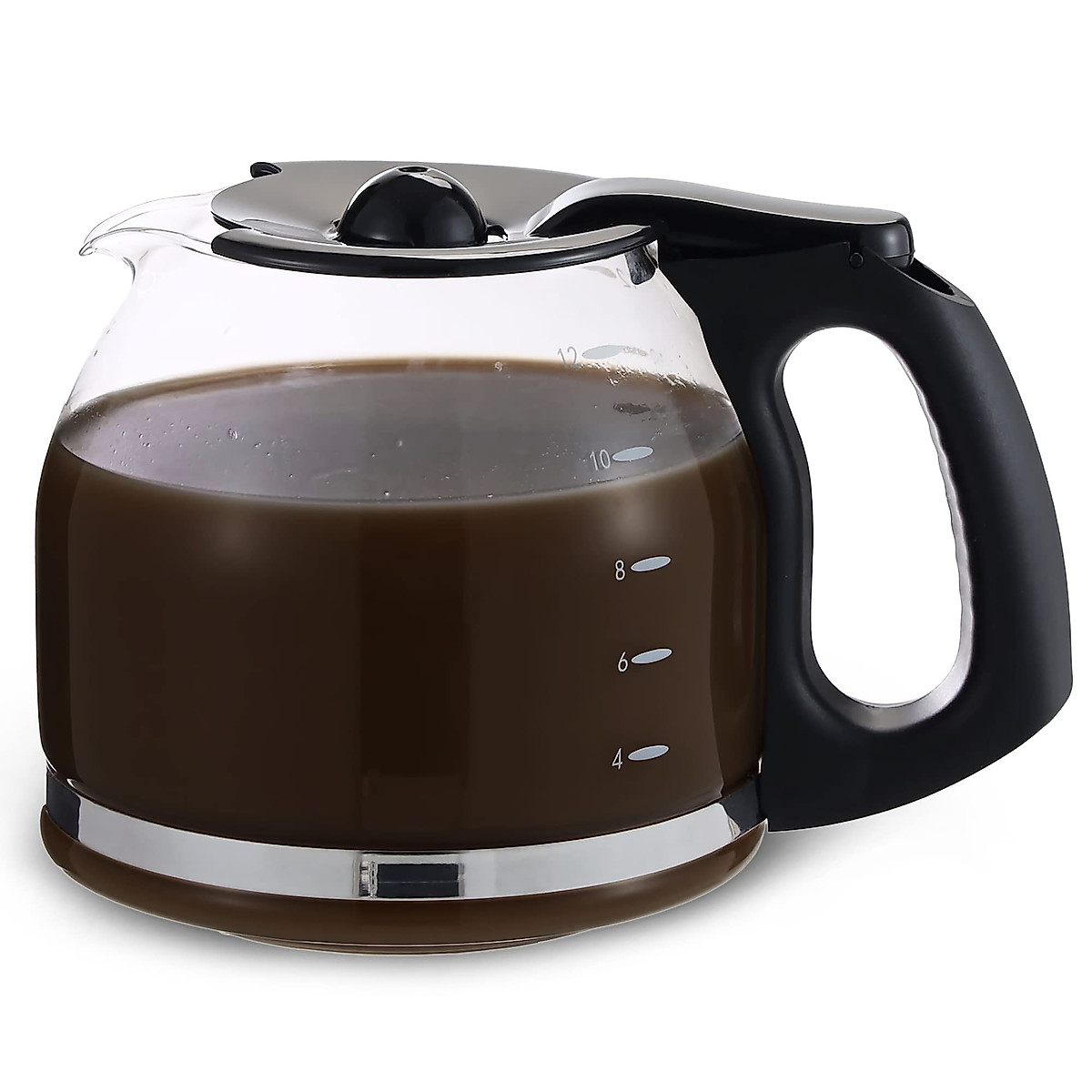 BESBARISTA 12-Cup Glass Replacement Carafe for Mr. Coffee Model #SK12, SK13, EHX23, JWX31, SJX23, SJX39 (Black, Replaces PLD12-RB)