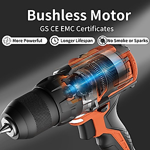 KAFUWELL Cordless Drill Set, 3-in-1 20V Power Drill with Battery and Charger, 1/2” Metal Chuck, 710 In-lbs Torque, 2 Variable Speeds, 20+3 Hammer Drill Driver