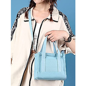 Women Canvas Tote Bag Classic Small Square Crossbody Bag Satchel Shoulder Bag Hobo Bag for Work School Travel