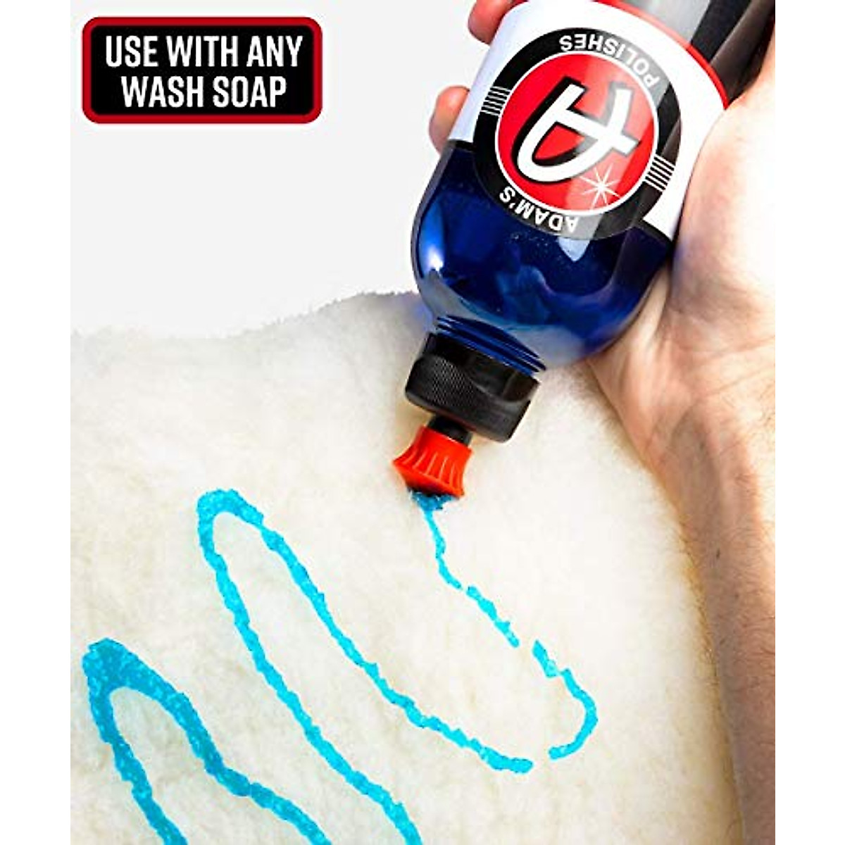 Adam's 10” Professional Wool Wash Pad - Plush Synthetic Car Wash Pad is Gentle On Auto Paint & Accessories Without Worry of Scratches or Swirls - Car Soap & Wax Safe Detailing Tool for Car or Truck