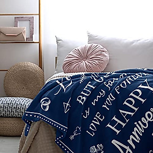 kituzol Anniversary Romantic Gifts Blanket 50"x60" - Happy Anniversary Decorations for Couples - I Love You Gifts for Her - Marriage Present Throw Blanket - Awesome Anniversary Wedding Gift for Him