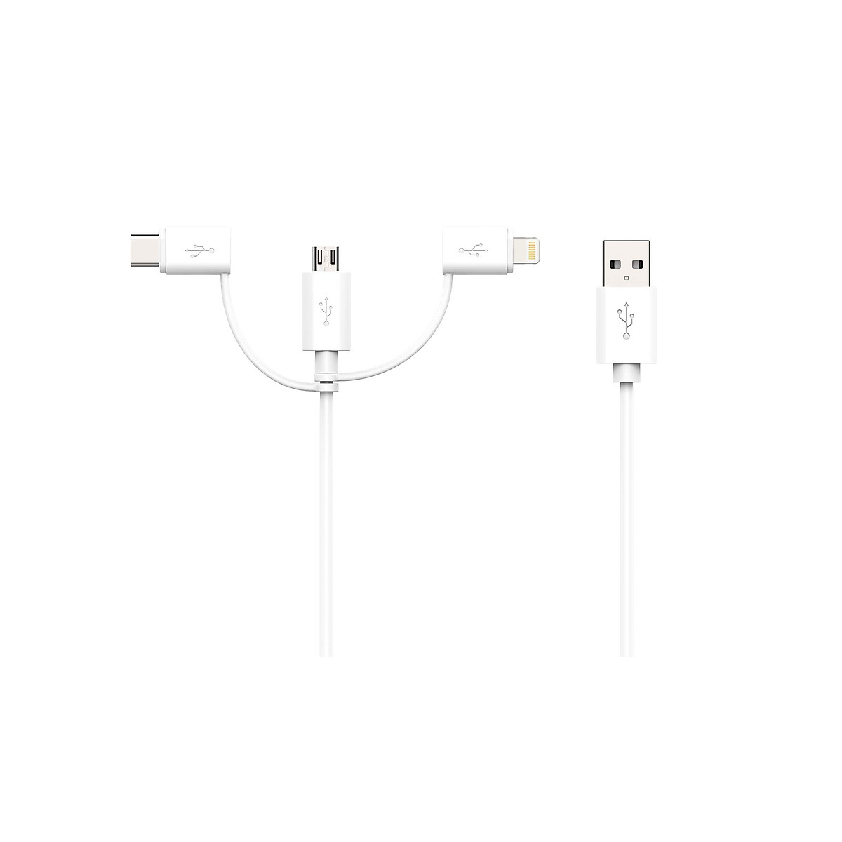 Apple MFI Certified 3-in-1 Cable, Lightning/Type C/Micro USB Cable for iPhone, iPad, Huawei, HTC, LG, Samsung Galaxy, Sony Xperia, Android Smartphones, iPad Pro 2018 and More 3 in 1 White(3FT)