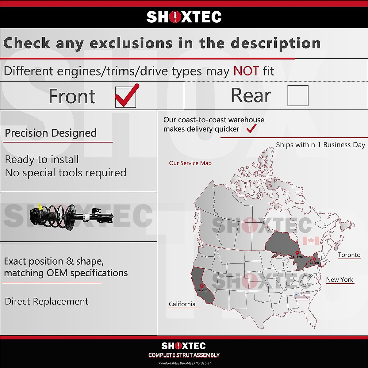 Shoxtec Front Pair Complete Struts Assembly Replacement for 2013-2013 Ford Escape Coil Spring Shock Absorber Repl. part no 172619 172618