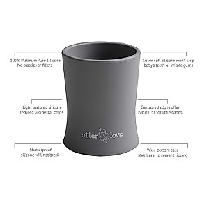 otterlove Natural Grip Silicone Cup (Smoke) + Waterproof Silicone Bib (Island Sea) Bundle