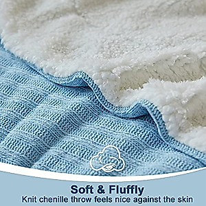 FY FIBER HOUSE Fleece Throw Blankets Thick Sherpa Blanket Soft Throws Plush Cozy Baby Chenille Throw Blanket for Sofa - 50x60 Inches, Blue