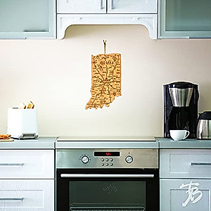 Totally Bamboo Destination Indiana State Shaped Serving and Cutting Board, Includes Hang Tie for Wall Display