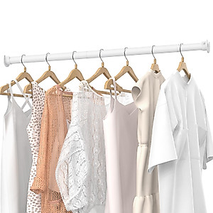 Closet Rods for Hanging Clothes, 17 to 69 Inches Stepless Adjustable Metal Closet Rod, 1.3 Inches Heavy Duty Clothes Hanging Rod for Closet Wardrobes Laundry RV