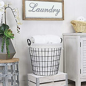 Cheung's 16S004 Lined Metal Wire Basket with Handles, Black