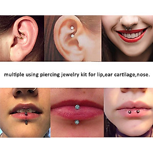 AVYRING 16G 8mm Daith Rook Earrings Stainless Steel with Crystal Ball Cartilage Helix Piercing Rings Septum Rings Eyebrow Jewelry Silver