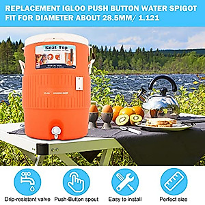 3Pcs Push Button Water Spigot Cooler Spigot Replacement, Reusable Water Spigot Compatible with Igloo 2, 3, 5, and 10 Gallon Water Cooler, Durable Spigot for 5 Gallon Bucket (White)