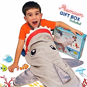 Shark Tail Animal Blanket for Boys. Soft Plush Shark Sleeping Bag Blanket for Kids with Gift Box. Blankie Fun Fin Gray. Snuggle Double-Sided Minky Fabric. Cozy for Boys Kids