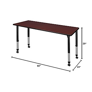 Regency Kee Height Adjustable Mobile Classroom Table, 60" x 24", Mahogany