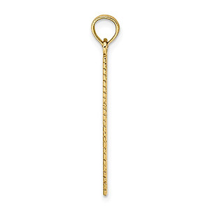 Solid 14k Yellow Gold Six Inch Ruler Charm Pendant - 21mm x 3mm