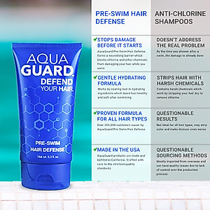 AquaGuard Pre-Swim Hair Defense | Prevents Chlorine Damage + Softens Hair | Made in California | Color Safe, Great Scent | 5.3 oz (2 Pack)