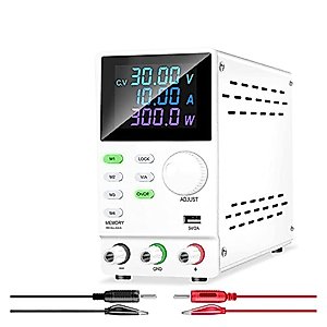 DC Power Supply, Programmable Regulated DC Power Supply with USB Port Storage Data Voltage Current Regulator 30V 10A 60V 120V 200V,Electroplating DIY(SPPS3010DR White)