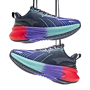 ONEMIX Breathable Men's Max Cushioned Walking Shoes with Arch Support for Plantar Fasciitis Flat Foot Pain Relief Air Lightweight Jogging Running Sneakers Shoes Non Slip Thick Sole,Purple,Size 11