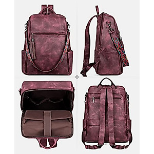 FADEON Laptop Backpack Purse for Women Large Designer PU Leather Laptop Bag, Ladies Computer Shoulder Bags