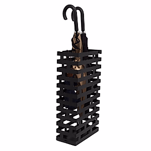 BIRDROCK HOME Umbrella Holder Stand with Removable Water Tray - Large - Rain Collection - Entryway - Decorative Metal Freestanding Rack Organizer - Cane Walking Stick Holder Black