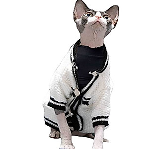 Sphynx Cat Clothes Hairless Cat Clothes Winter Casual Cotton Jacket Cat Sweater for Small Cats and Dogs Cornish,Devon,Perterbald (XL)