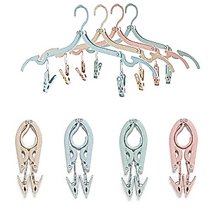 Collapsible Clothes Hangers 8 Pcs Portable Folding Clothes Hangers Travel Accessories for Outdoors Activities Travel at Home Four Colors
