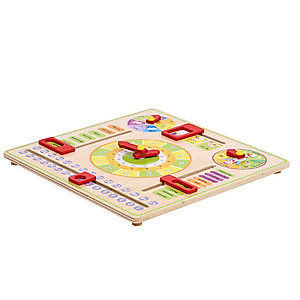 Children Wood Multifunction Cognitive Calendar Clock Early Education Toys Calendar Months Date Weather Week Season Learning Teaching Toy