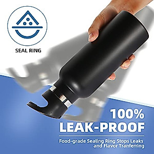 Volhoply 17oz Insulated Water Bottle Bulk 8 Pack,Stainless Steel Kids Water Bottles with Straw Lid,Double Wall Vacuum Metal Thermos Water Bottle,Reusable Sports School Flask Keep Cold(Black,8 Set)