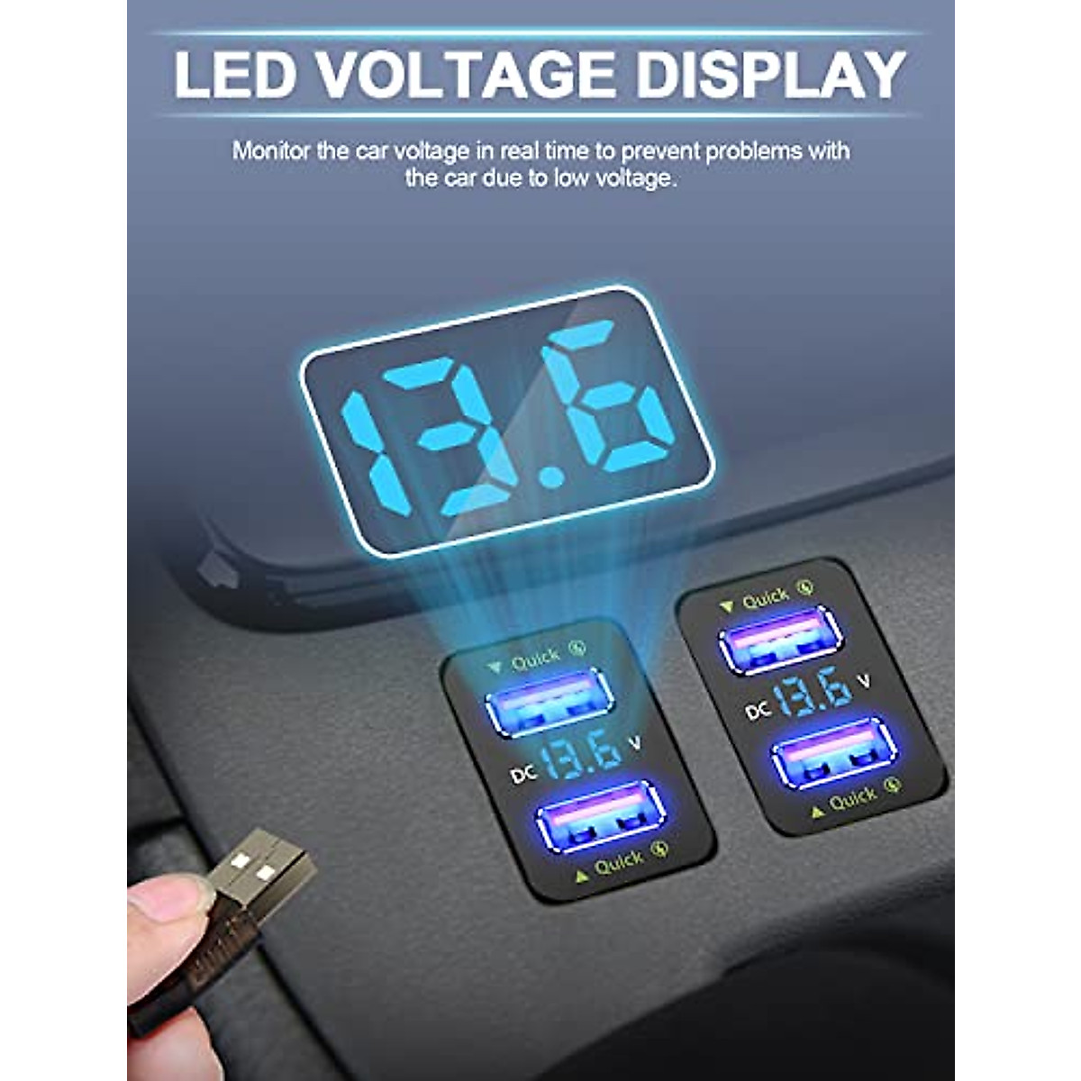 Carrkoopy for Toyota Quick Charge 3.0 USB Port Charger Socket, Car Charger Accessories, Compatible with Mobile Phones, Tablet, GPS, Digital Cameras, PDAs and Other USB Accessories (1.3 * 0.88inch)