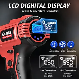 Cordless Heat Gun for Milwaukee M18 18V Battery,Heat Air Gun Fast Heating up to 1202℉,LCD Digital Display Soldering Heat Guns Perfect for DIY Shrink PVC Tubing,Wrapping&Paint Stripping（Bare Tool Only）
