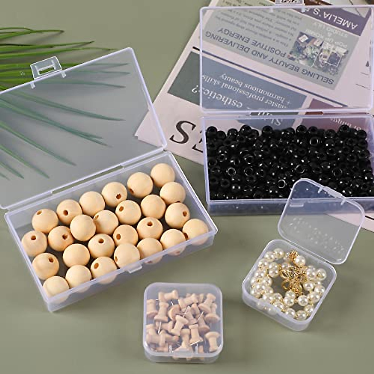 24 Pcs Mixed Sizes Clear Plastic Storage Containers, Small Rectangular Storage Organizer with Lid,Beads Storage Box for Storage Beads, Crafts, Jewelry, Clay, Crayons, Pins,Sewing, Cards (2 Sizes)